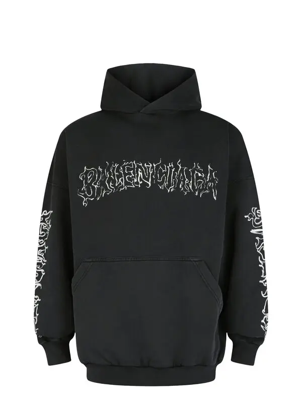 Balenciaga Diy Metal Logo Hoodie - Black
