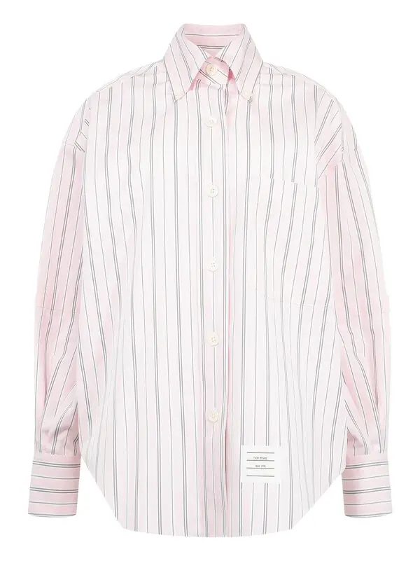Thom Browne Supersized Striped Point Collar Shirt - Pink