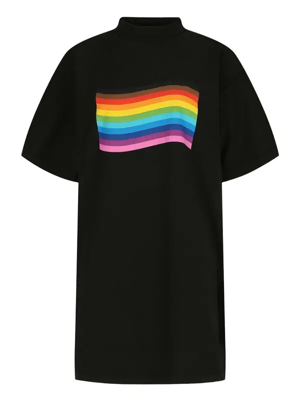 Balenciaga Faded Inside Out Rainbow Flag T-shirt - Black