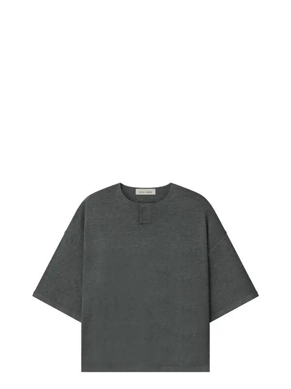 Fear Of God Soft Knit Short Sleeve Henley 'iron - Grey