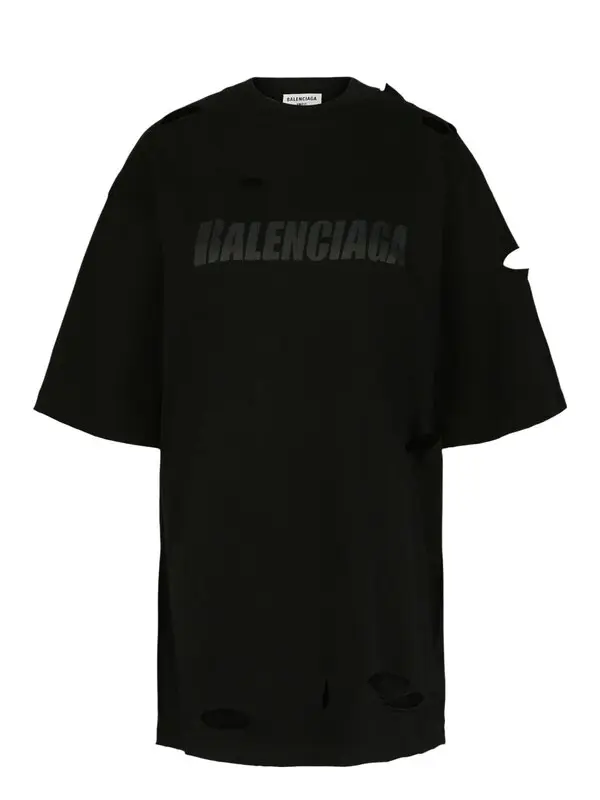 Balenciaga Caps Destroyed Boxy Fit T-shirt /anthracite - Black