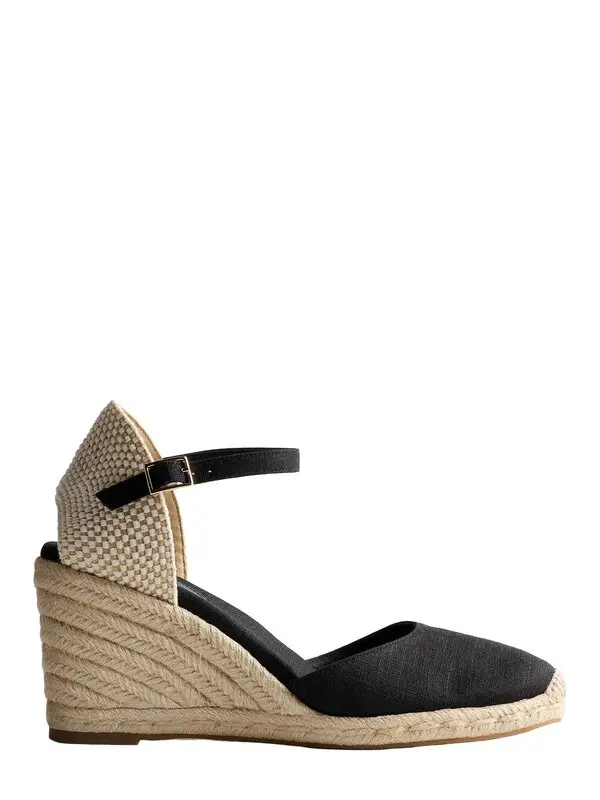 Quince Canvas Espadrille Wedge Sandal - Black