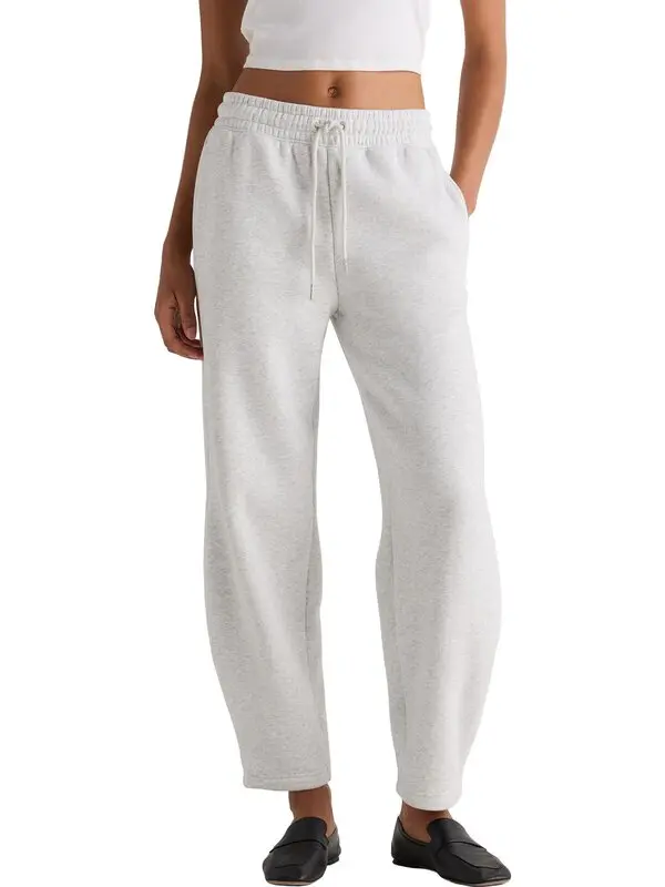 Quince Everyday Fleece Barrel Sweatpants - Light Heather Grey