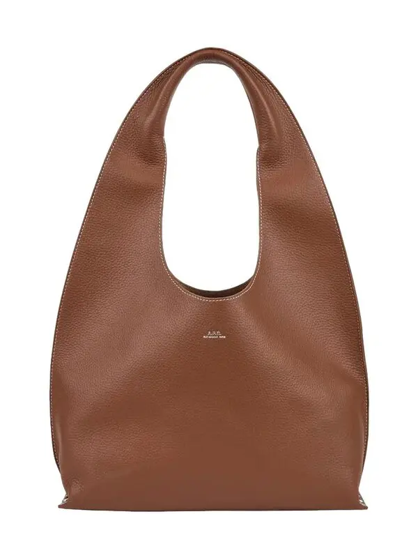 A.p.c. Leather Clutch With Studded Detail - Noisette