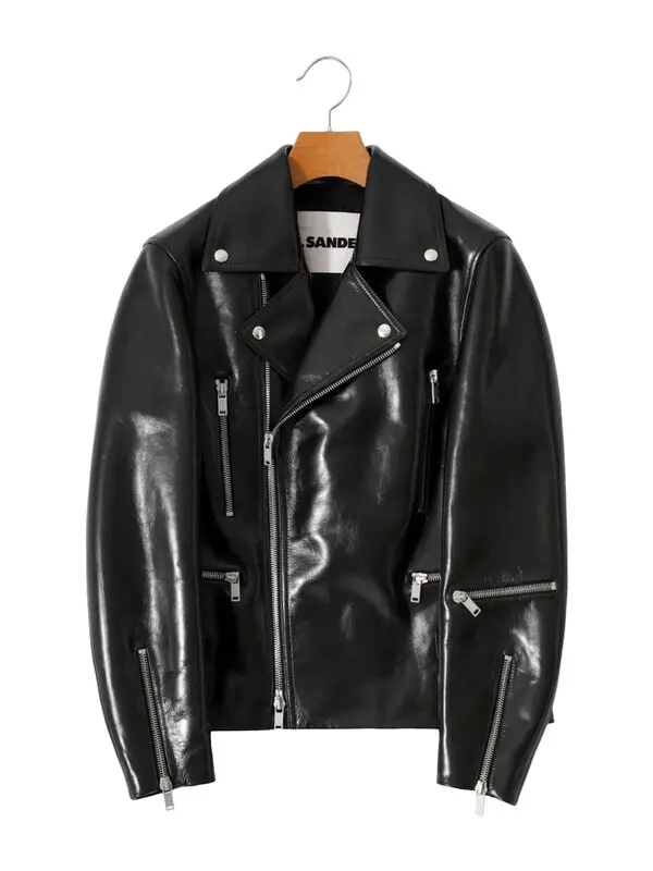 JIL SANDER Leather Biker Jacket - Black
