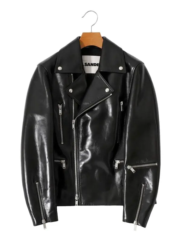 JIL SANDER Leather Biker Jacket - Black