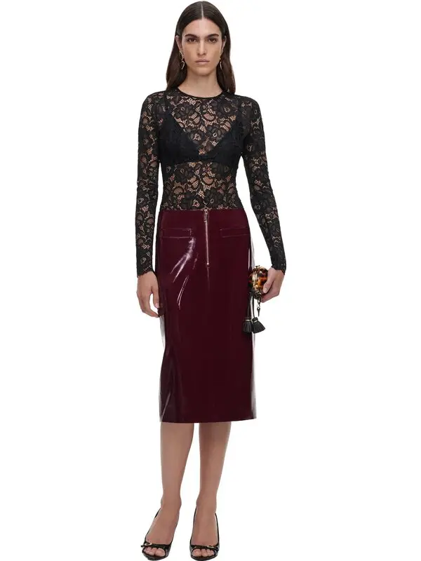 SELF-PORTRAIT Exposed Front Zip Mini Skirt - Viola