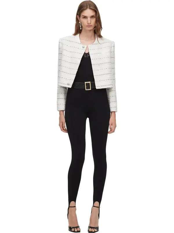 SELF-PORTRAIT Fitted Elasticated-waist Trousers With Removable Belt - Nero