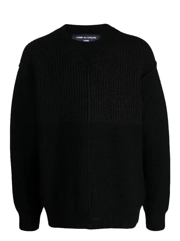 Comme Des Garçons V-neck Wool Pullover - Navy