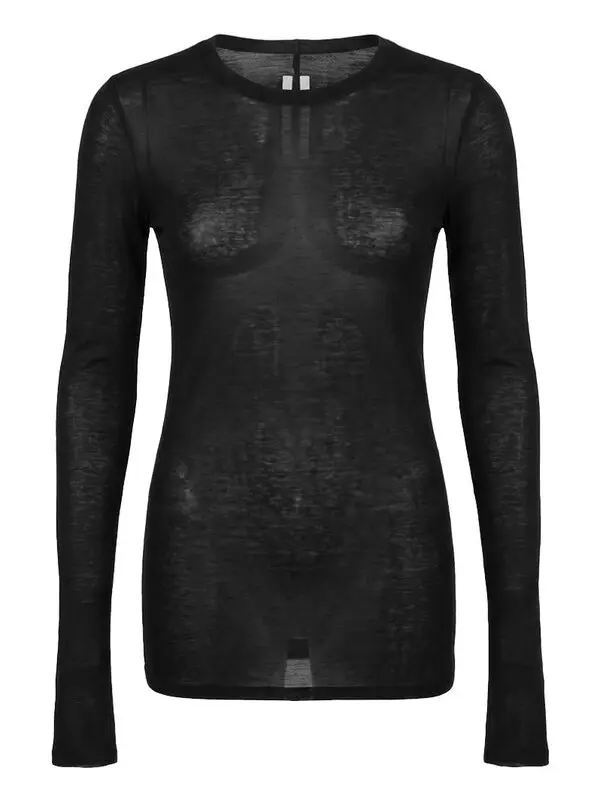 Rick Owens Long Sleeve Ribbed T-shirt - Black