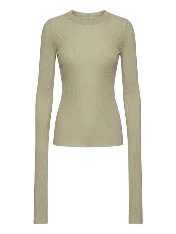 Rick Owens Ribbed Long Sleeve T-shirt - Sand
