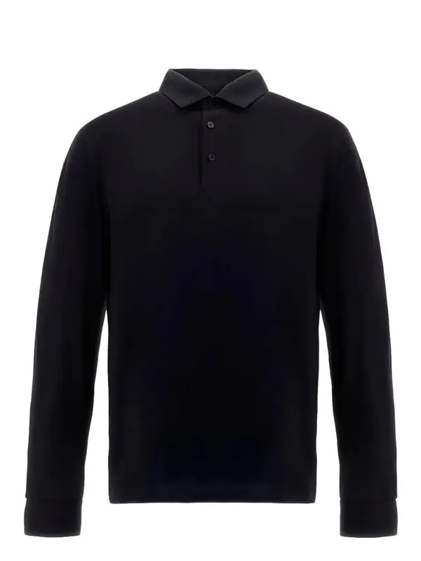 Herno Long Sleeve 100% Wool Polo Shirt - Blu