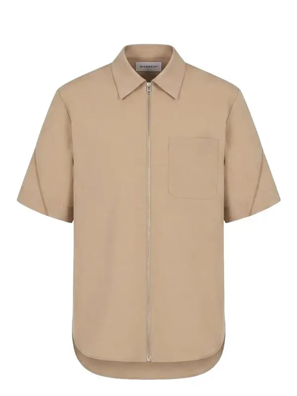 Givenchy Short Sleeve Zip-up Shirt - Beige