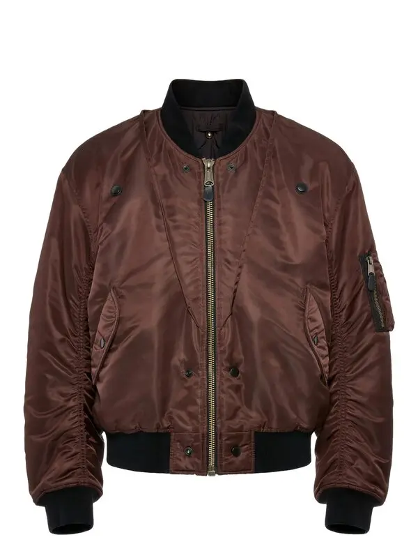 MAISON MARGIELA Quilted-effect Crewneck Zip-up Jacket - Marrone