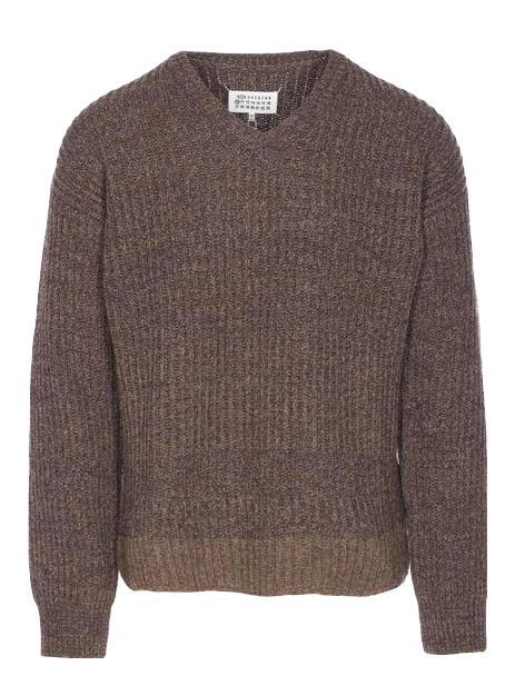 MAISON MARGIELA V-neck Knit Top - Brown
