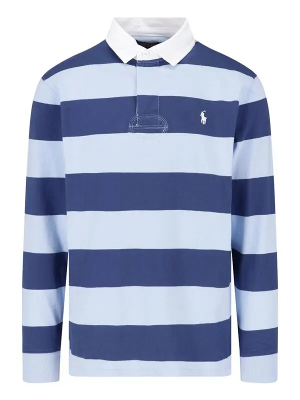 Polo Ralph Lauren Striped Long Sleeve Rugby Shirt - Blue