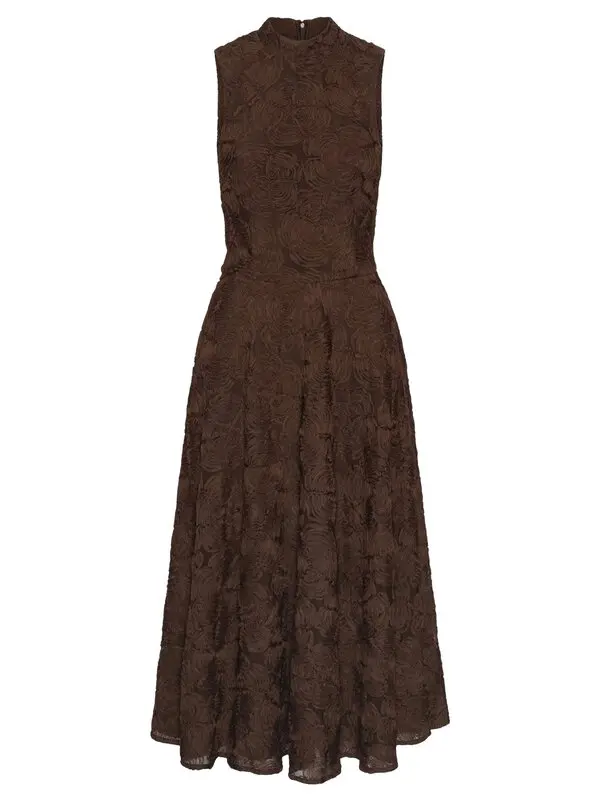 ROTATE BY BIRGER CHRISTENSEN Floral Mesh Sleeveless A-line Mini Dress - Marrone