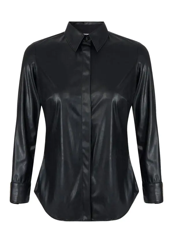 Elisabetta Franchi Long Sleeve Satin-effect Blouse - Nero