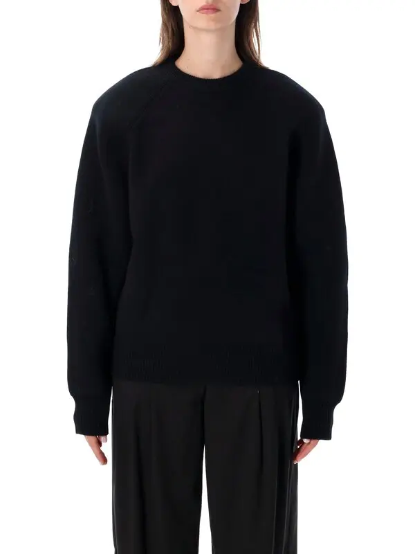 THE FRANKIE SHOP Wool-blend Sweater With Padded Shoulders And Raglan Sleeves - Nero