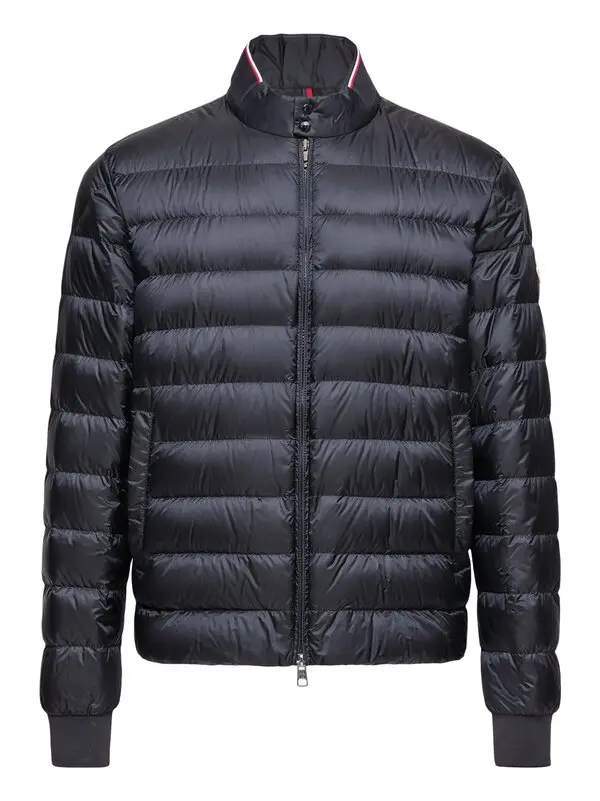 Moncler Tricolor Trim Collar Zip Jacket - Blu