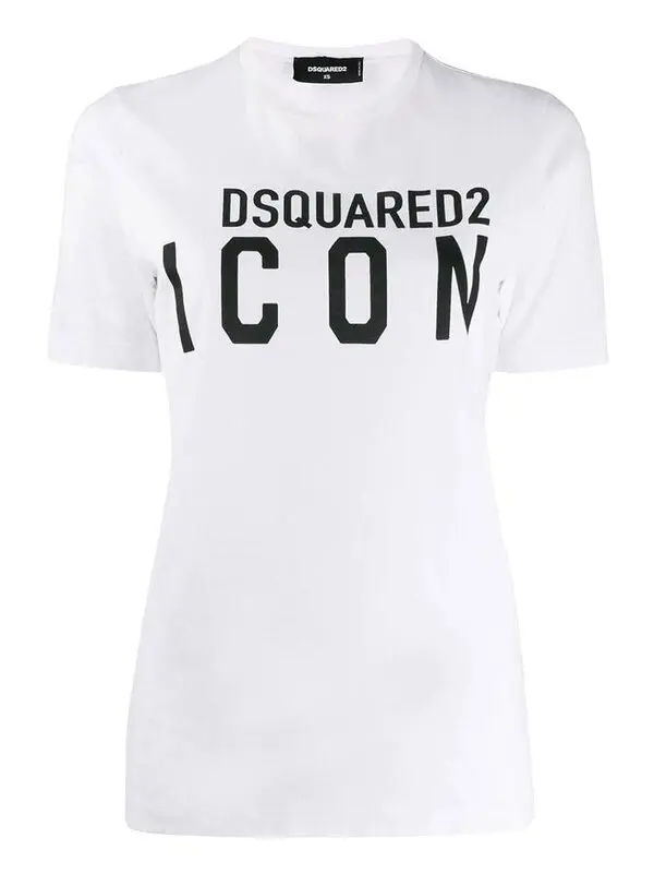 Dsquared2 Round Neck Short Sleeve Logo Print T-shirt - White
