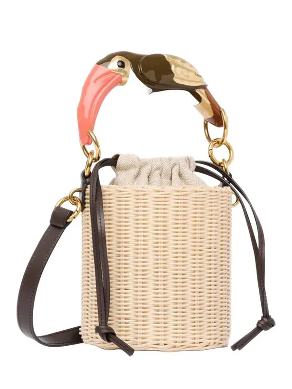 Chloé Painted Toucan Handle Pouch - Beige