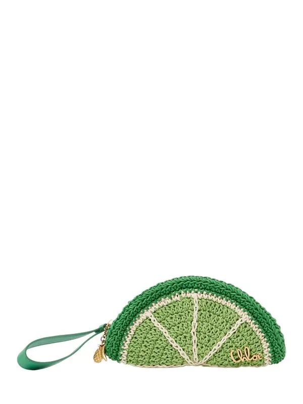 Chloé Mini Waxed Cord Clutch With Zip Closure Perfect For Every Occasion - Verde