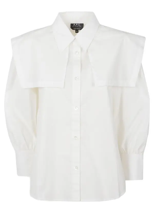 A.p.c. Cotton Button-up Shirt With Statement Collar - Blanc