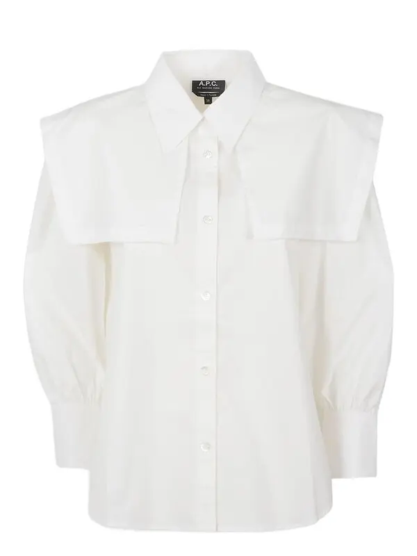 A.p.c. Cotton Button-up Shirt With Statement Collar - Blanc
