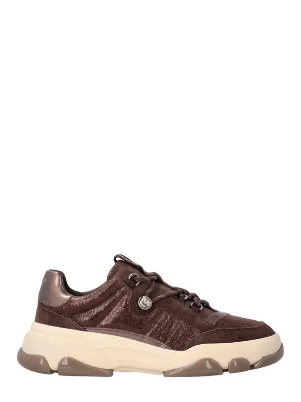 Pinko Chunky Lace-up Textured Sneakers - Moro
