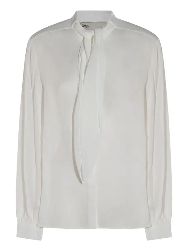Tory Burch Elegant Bow-georgette Blouse - Marshmallow