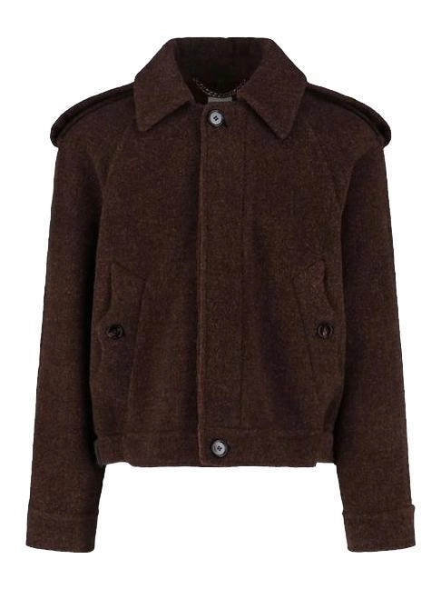 Burberry Wool Blend Checked Bomber Jacket - Ginger/ginger Check