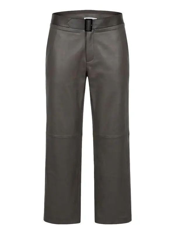 LAMIA LAGHA Belted Leather Pants - Dark Olive