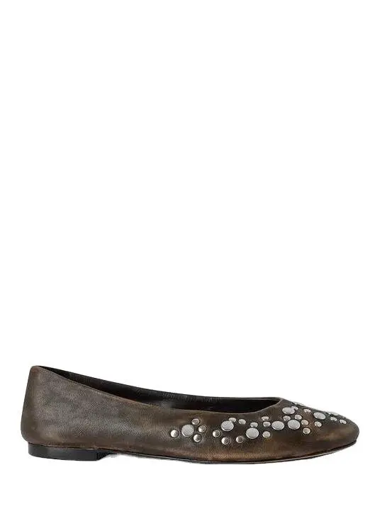 Gimaguas Studded Ballet Flats - Faded Brown