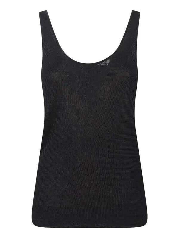 THE FRANKIE SHOP Ribbed Knit Mini Tank Top - Black