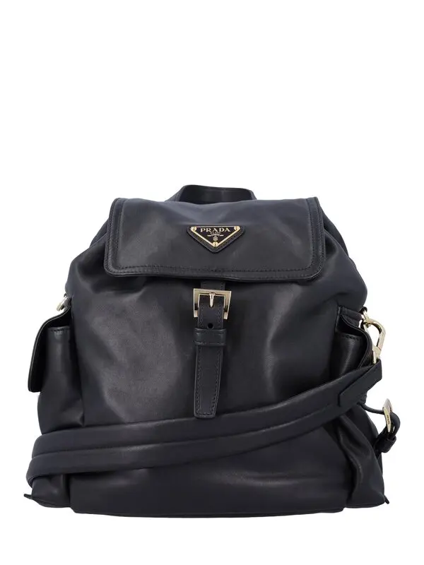Prada Medium Leather Backpack - Nero
