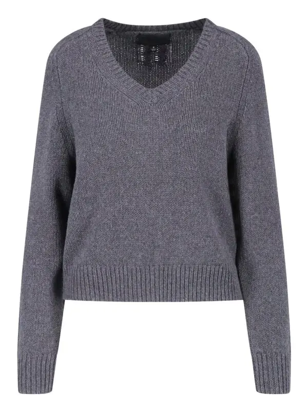 NILI LOTAN V-neck Cashmere Blend Sweater - Grey