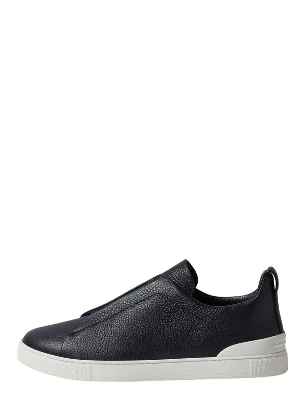 Zegna Cross-over Elastic Band Leather Sneakers - Blu