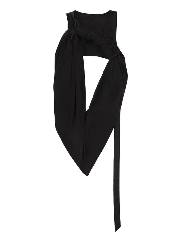 Rick Owens Asymmetrical Draped Cotton Halter Top - Black