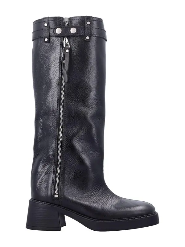 MIISTA Izolda Pull-on Boots With Adjustable Strap And Block Heel - Nero
