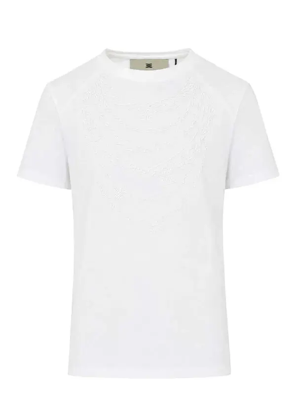 Elisabetta Franchi Crewneck Cotton T-shirt With Embellished Detail - Nero