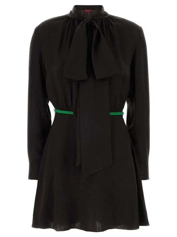 Gucci Jacquard Silk Dress - Brown