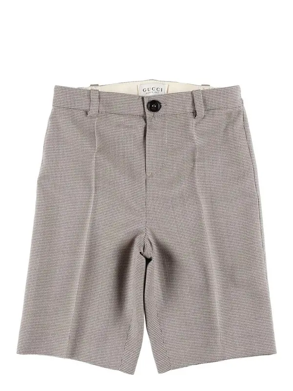Gucci Baby Mini Houndstooth Bermuda Shorts With Web Detail - Coffee