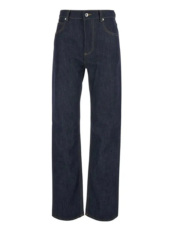 Bottega Veneta 5-pocket Cotton Jeans With Leather Back Tag - Blu