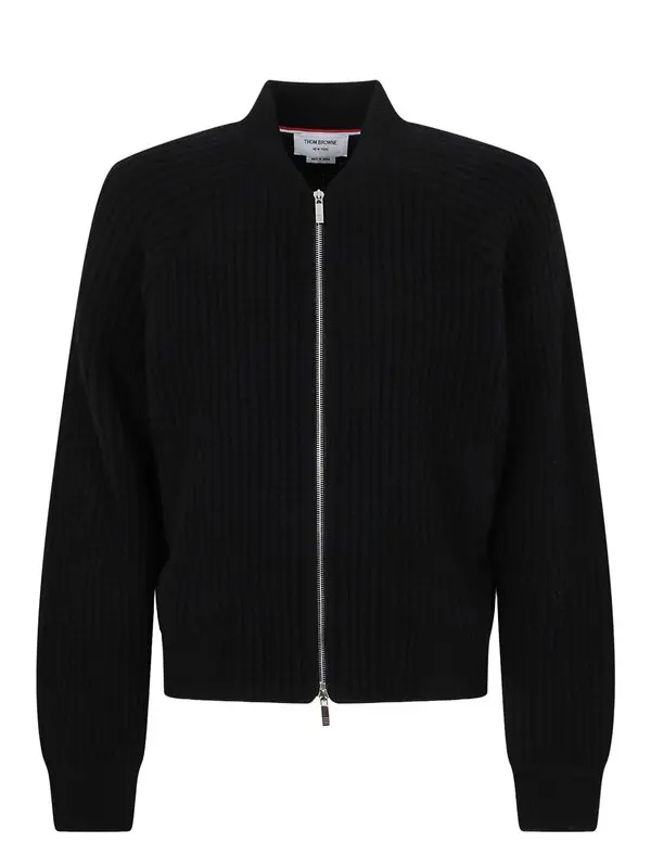 Thom Browne Wool Raglan Bomber Jacket - Black