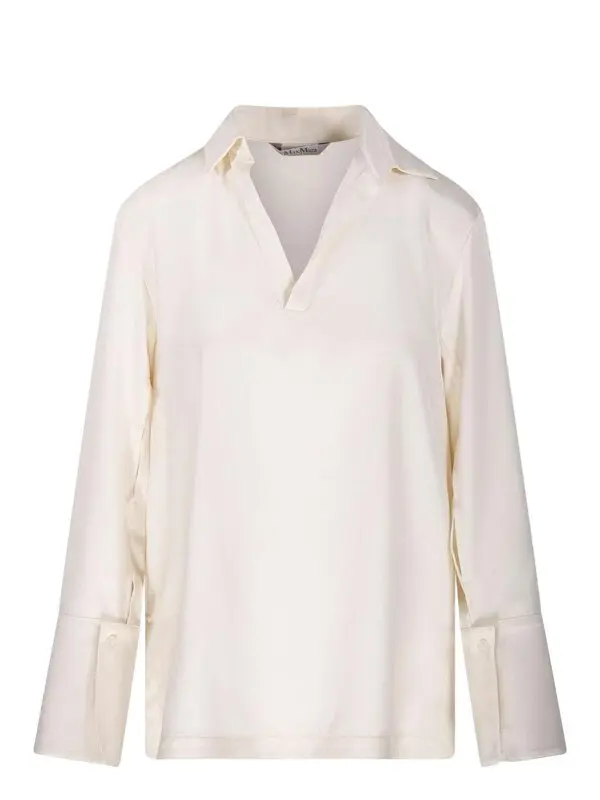 Max Mara Silk Elastane Long Sleeve Shirt - Ivory