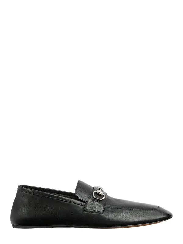 Gucci Soft Leather Loafers With Silver-tone Hardware - Nero