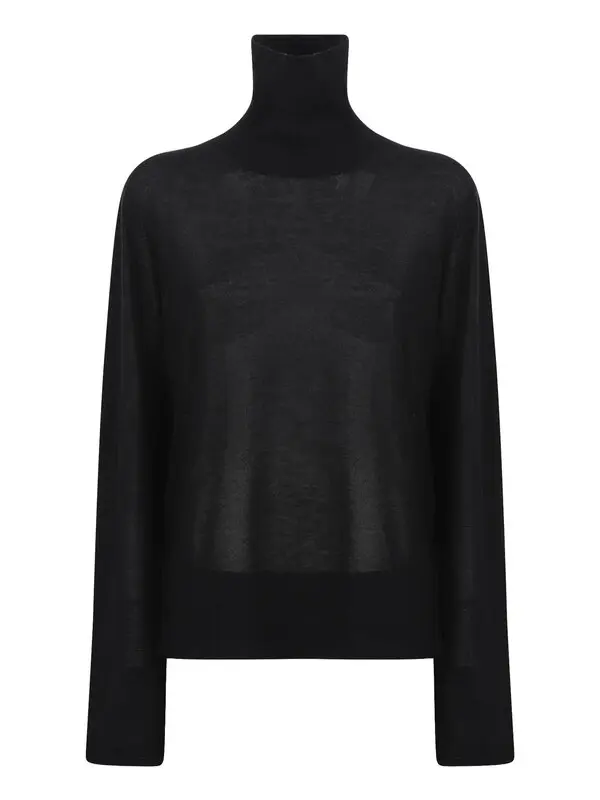 TOTEME Slit Sleeve Turtleneck Sweater - Black