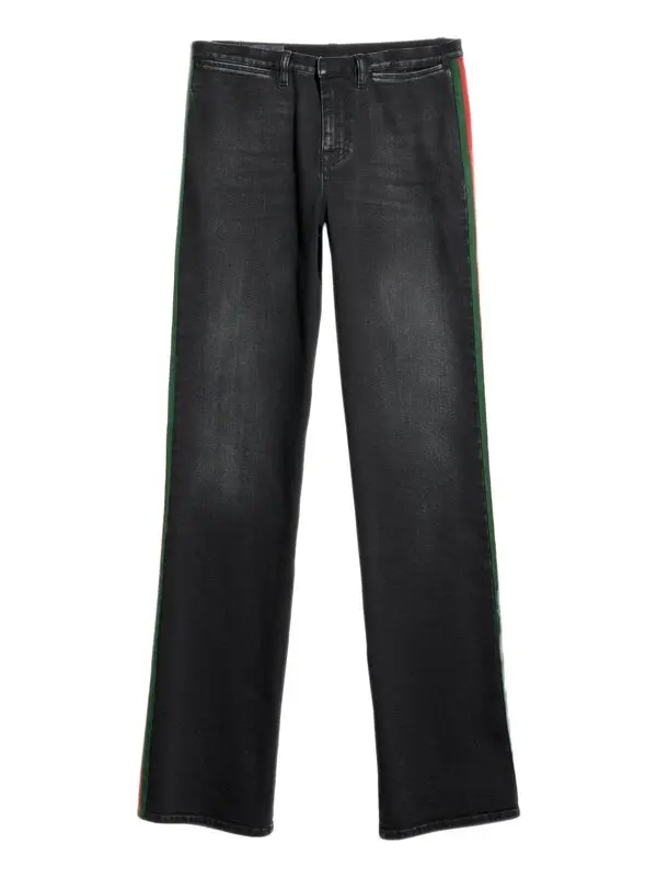 Gucci Straight-leg Jeans With Side Web Detail And Leather Label - Nero