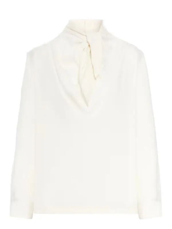 Max Mara Elegant Silk Blouse With Tie Neck - Ivory